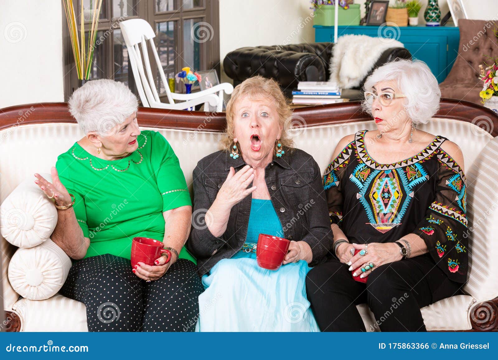 Senior Ladies Reacting To Shocked Friend Stock Photo - Image of female ...