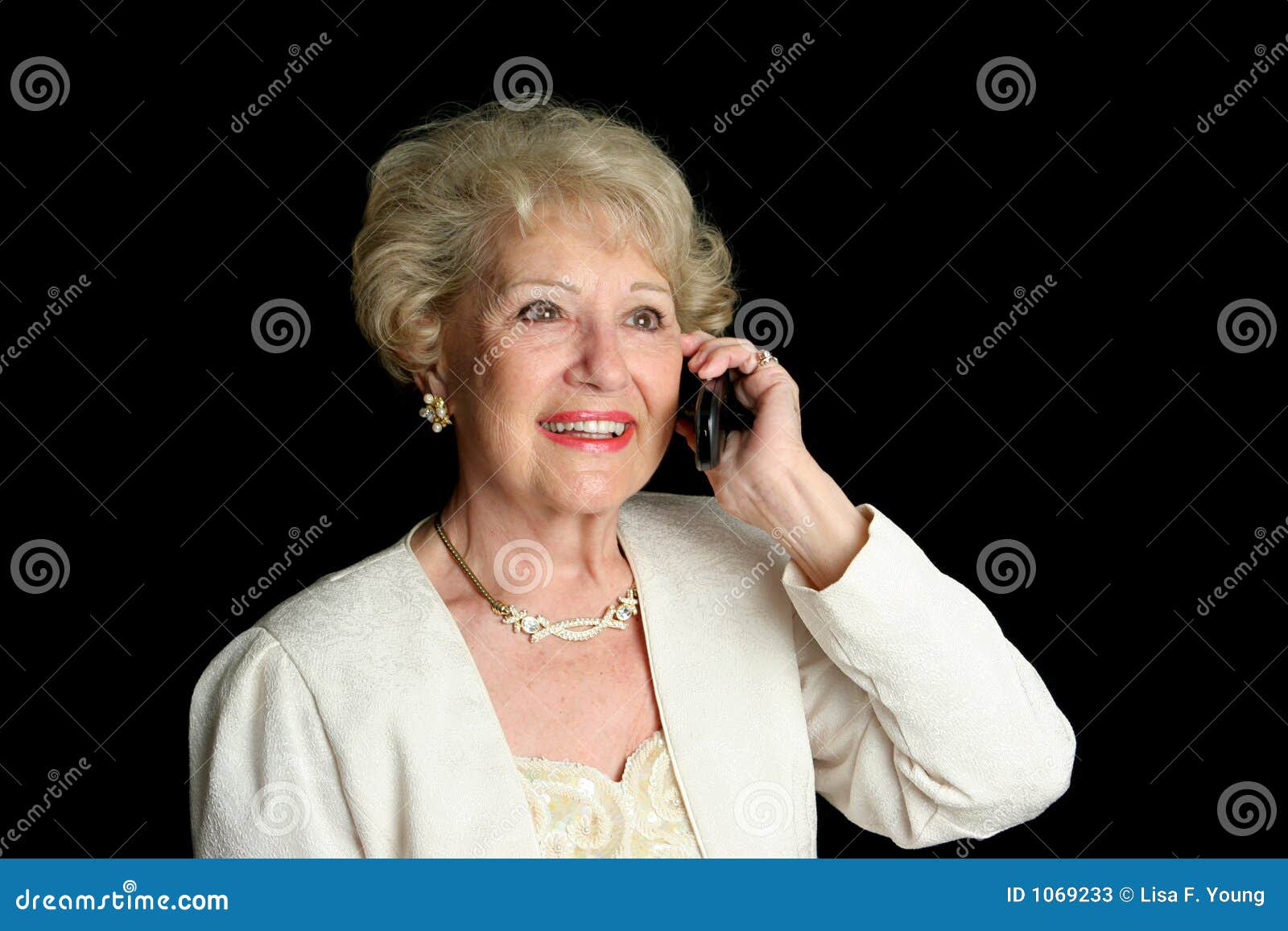 Senior Lady on Cell Phone stock image. Image of elderly - 1069233