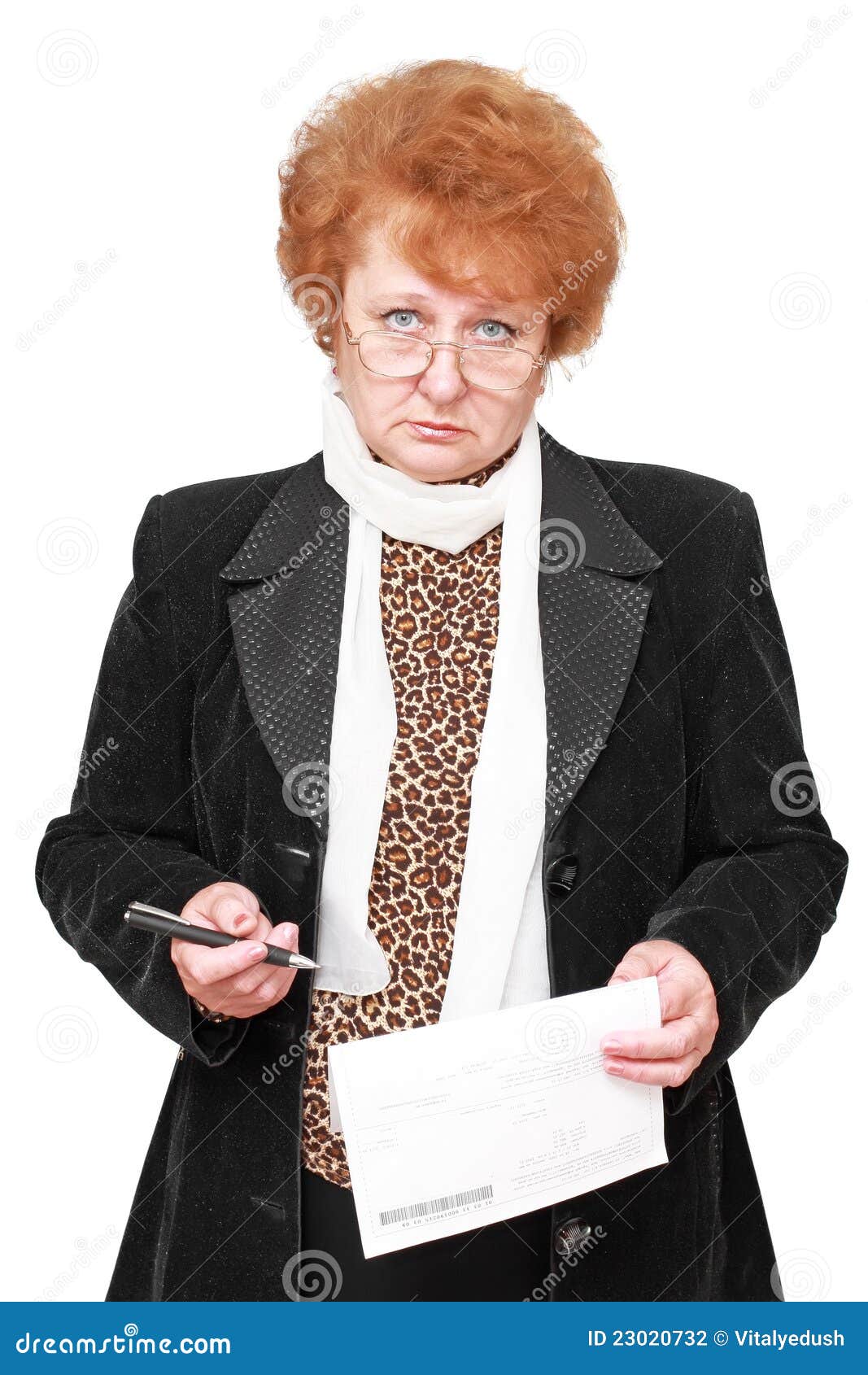 Senior Lady with Empty Wallet and Bill. Isolated Stock Photo - Image of ...