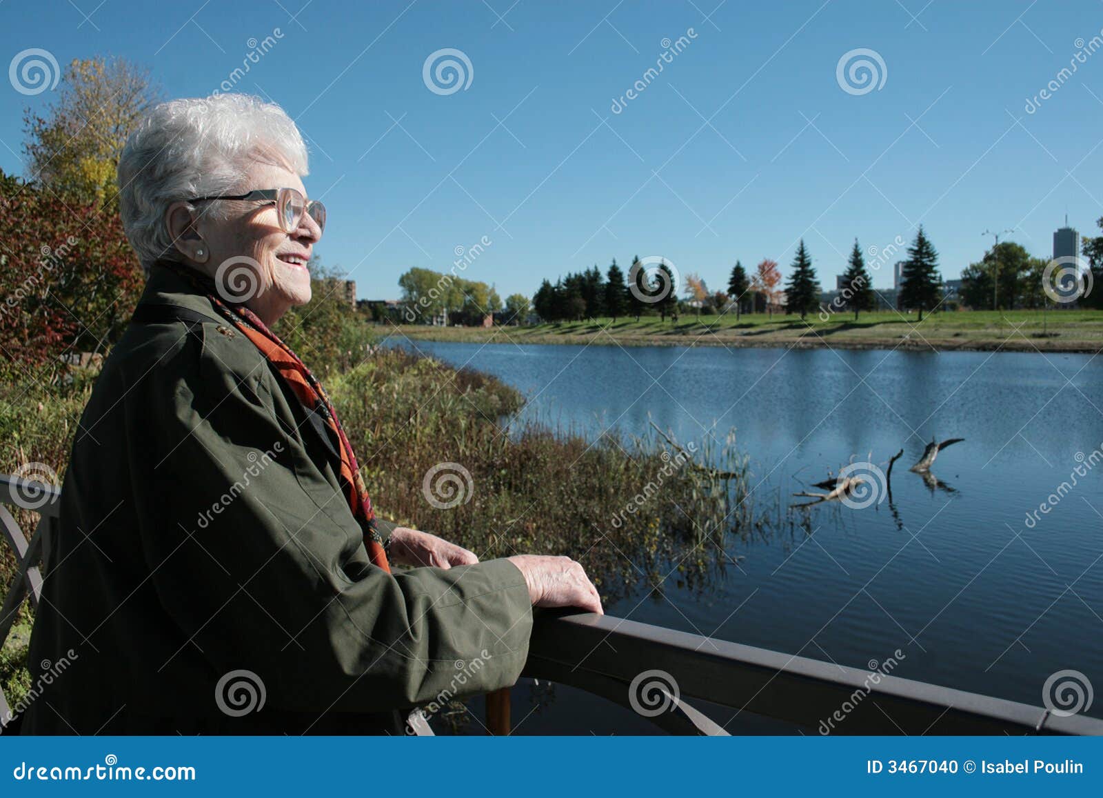 Senior Lady Enjoying Lake View Stock Photo - Image of daytime, glasses ...