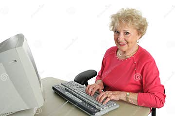 Senior Lady Enjoys Computer Stock Image - Image of person, internet: 848825