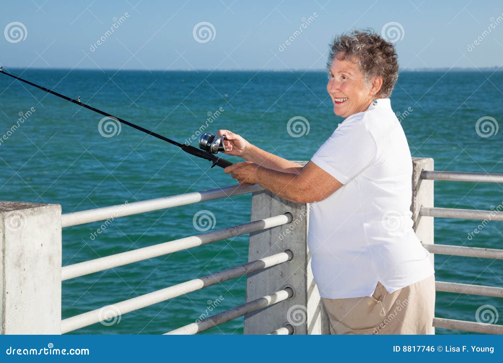 Senior Lady Fishing stock photo. Image of horizon, elderly - 8817746