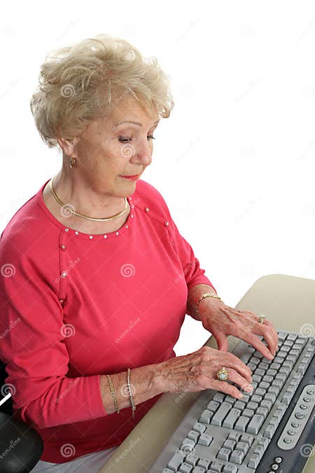Senior Lady Learns Computer Stock Photo - Image of enthusiastic ...