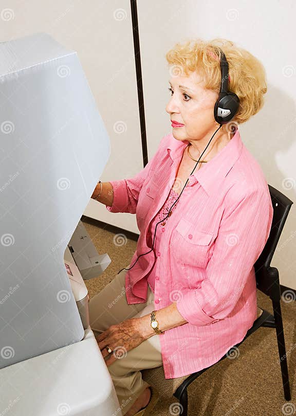 Senior Lady at the Polls stock photo. Image of ballot - 4290684