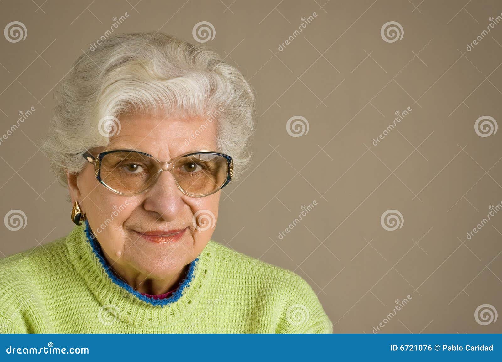 Senior Lady Portrait, Glasses, with Copy Space. Stock Photo - Image of ...