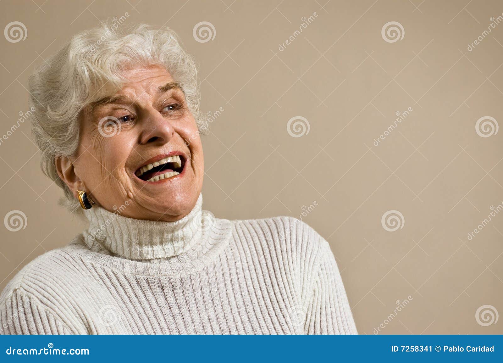 Senior Lady Portrait, Laughing, Copy Space. Stock Image - Image of ...
