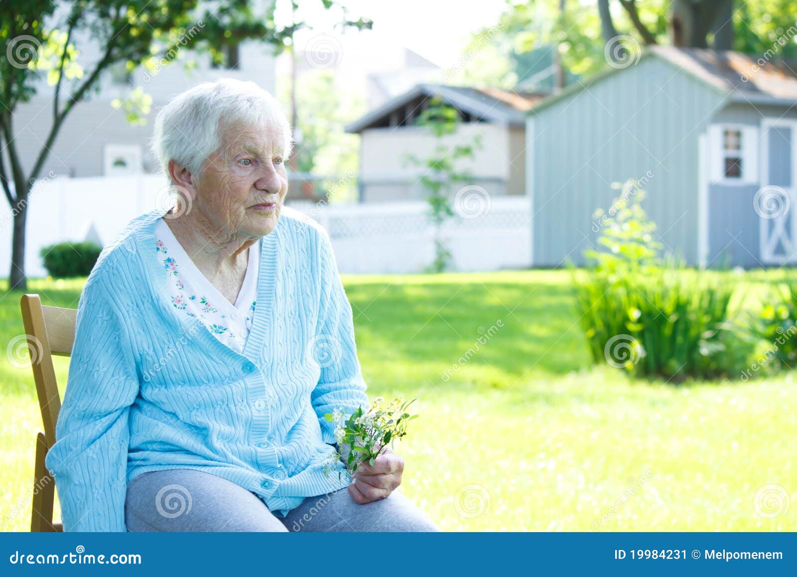 Senior Lady Relaxing Outside in Spring Day Stock Image - Image of aging ...