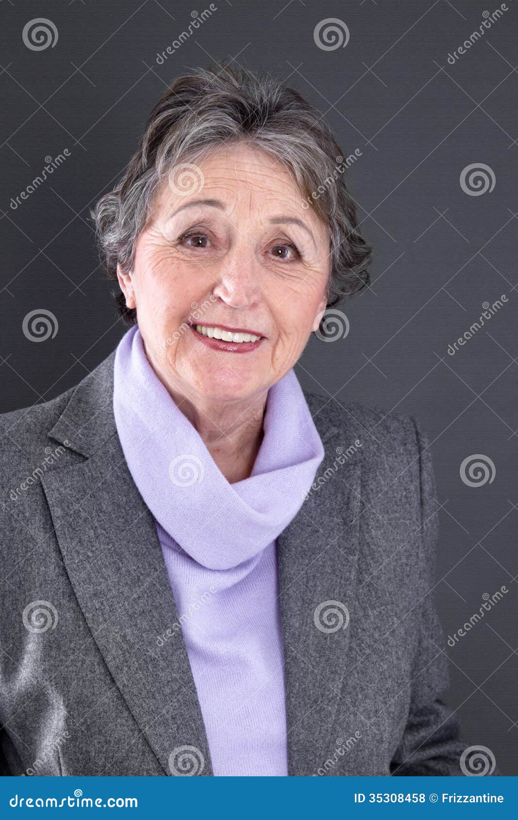 Senior Lady Satisfied Elder Woman Isolated On Black Background