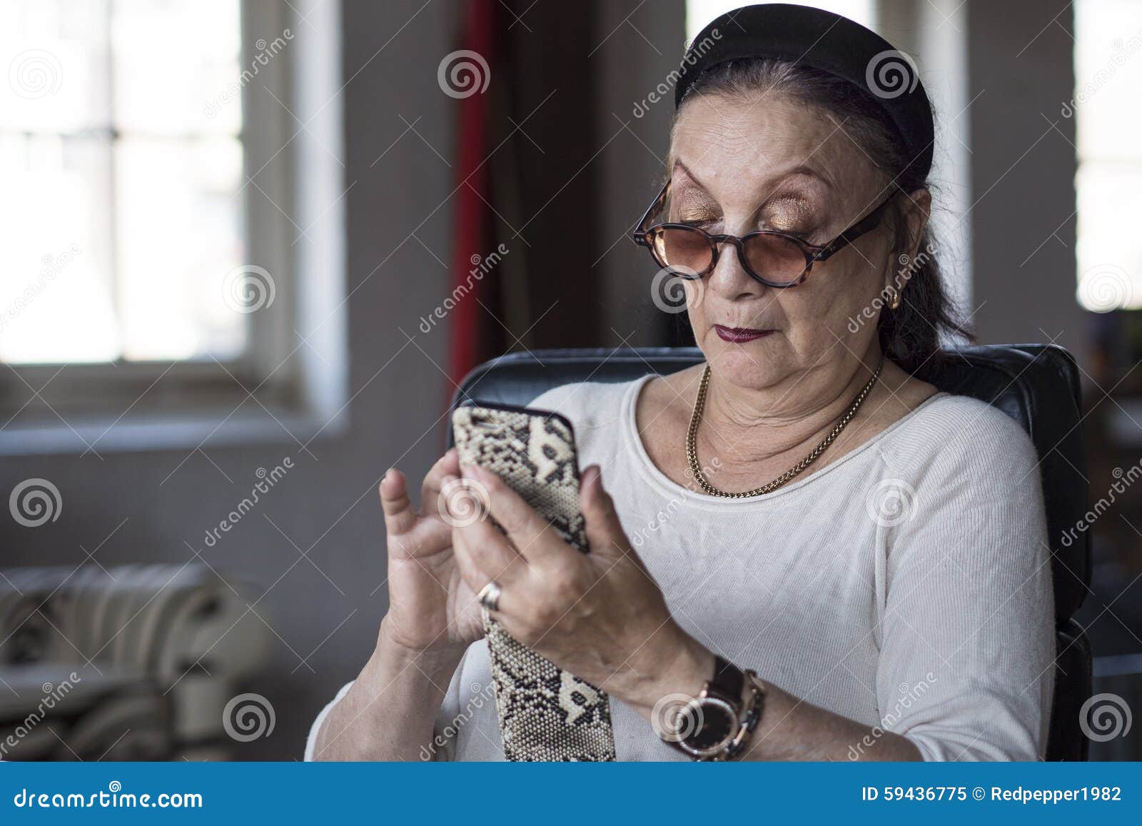 Senior Lady Using Her Smart Phone Stock Image - Image of grandmother ...