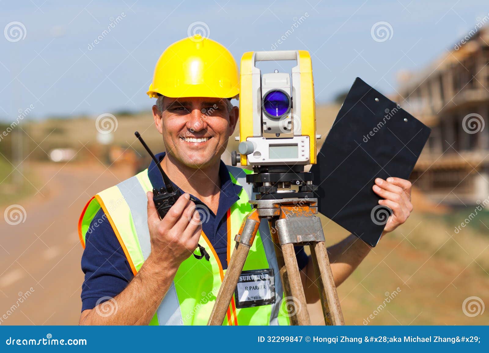 Senior land surveyor stock image. Image of measuring - 32299847