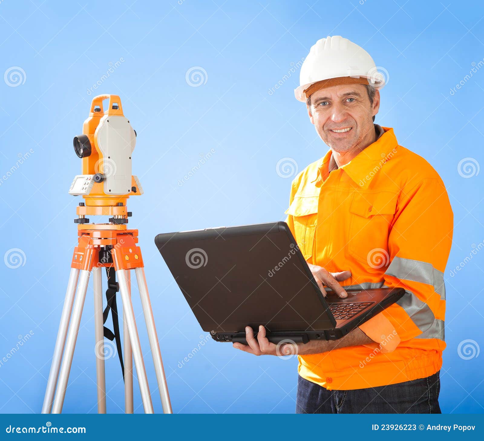Senior Land Surveyor with Theodolite Stock Image - Image of industry, inspection: 23926223