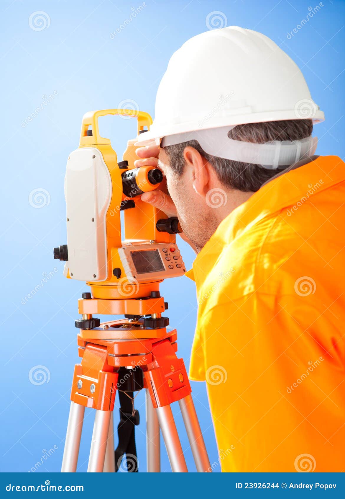 Senior Land Surveyor with Theodolite Stock Photo - Image of measurement, helmet: 23926244