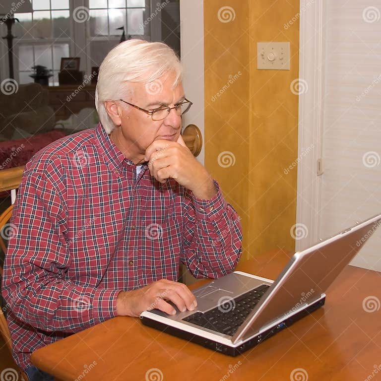Senior on Laptop stock image. Image of senior, gray, laid - 1521293