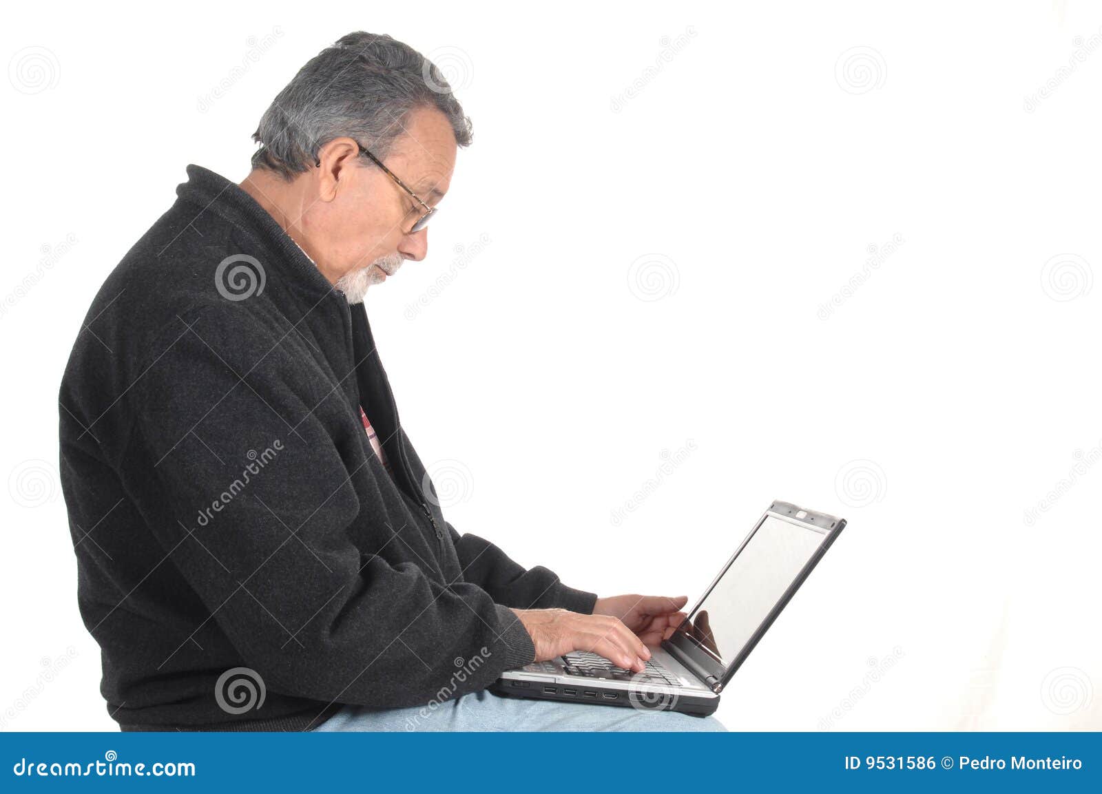 Senior with Laptop Computer Stock Photo - Image of grandfather, retired ...