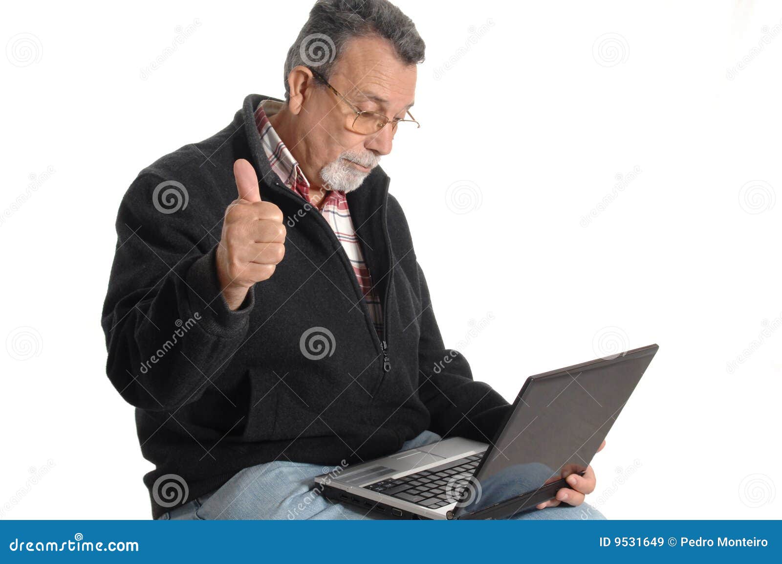 Senior with Laptop Computer Stock Image - Image of adult, communication ...