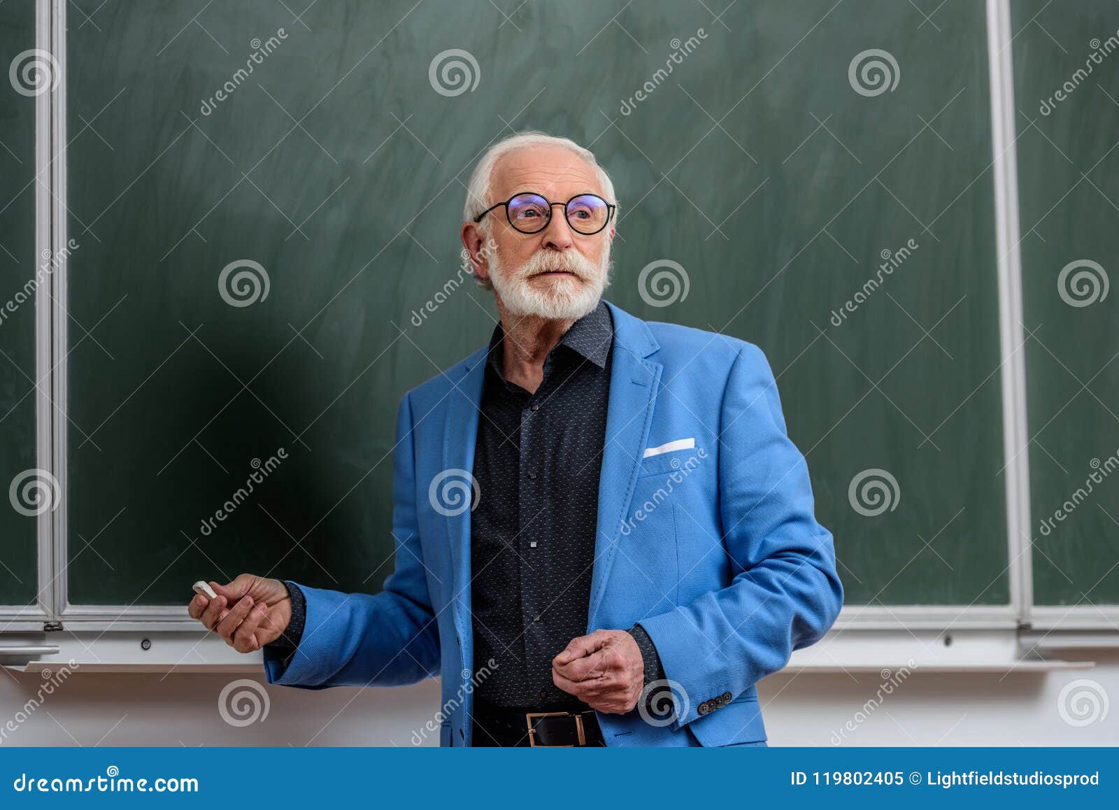 Senior Lecturer Holding Piece of Chalk Stock Image - Image of caucasian ...