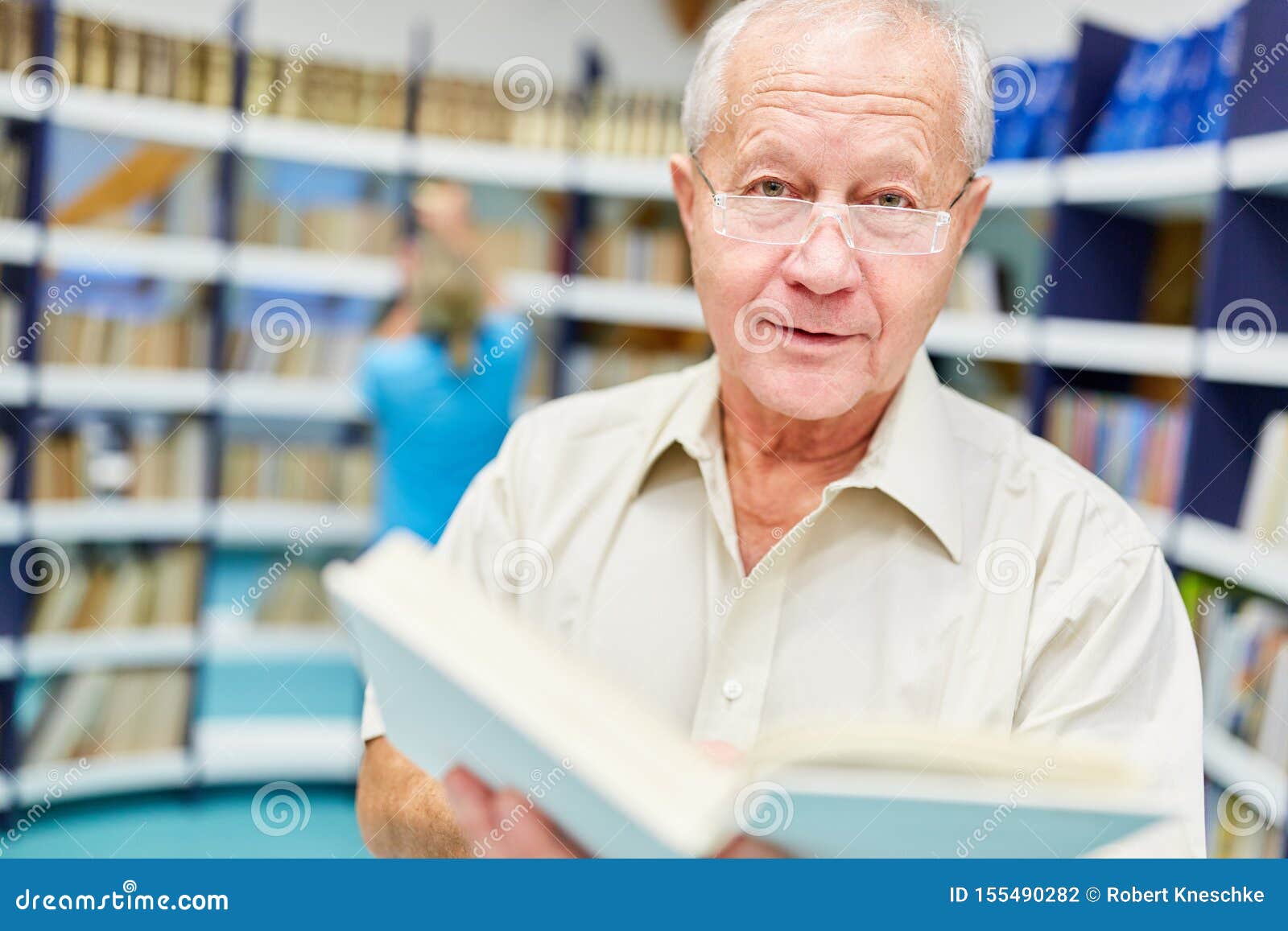 Senior in the Library in the Retirement Home Stock Photo - Image of ...