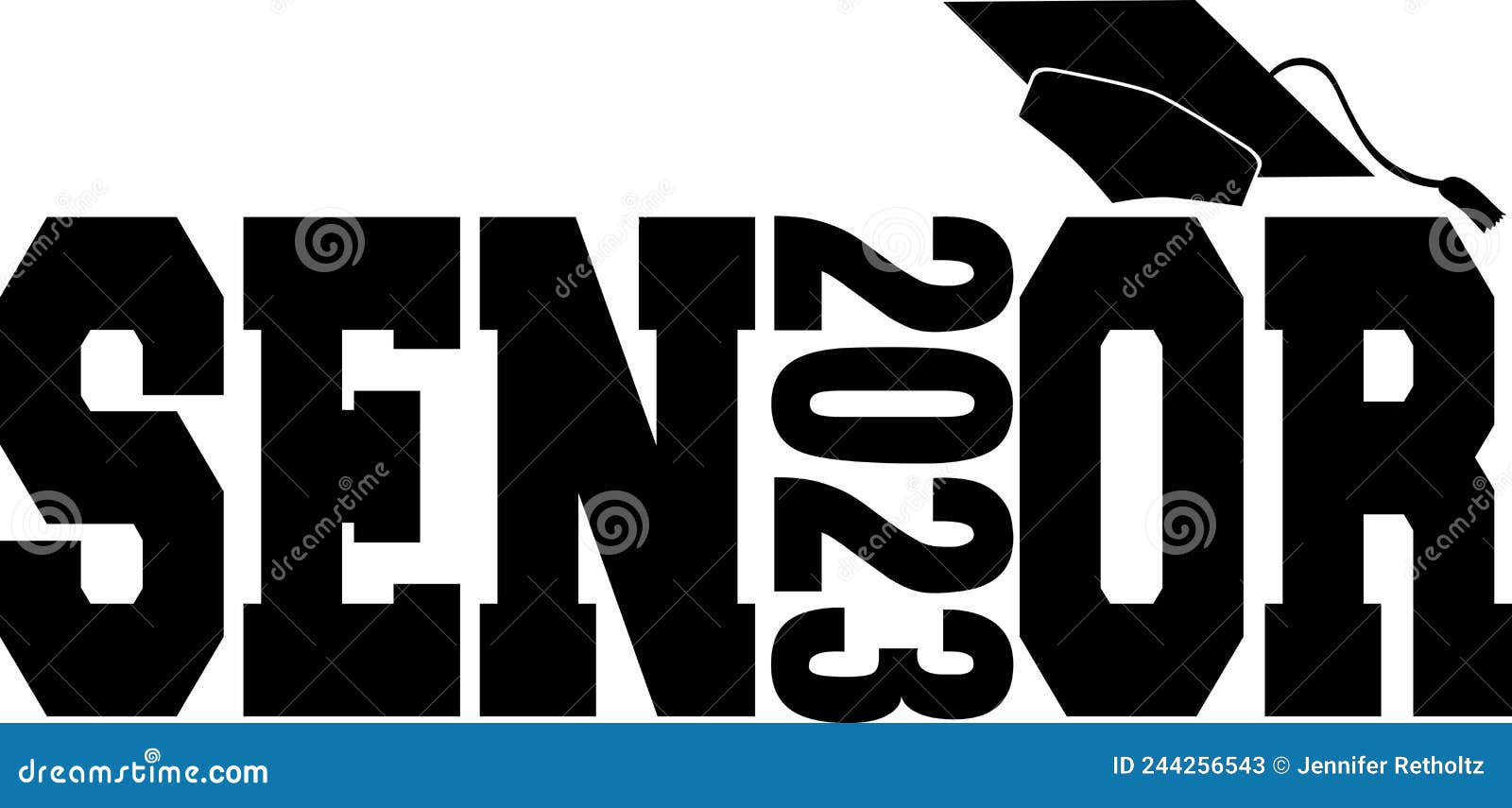 Senior 2023. Handwritten Text With Graduation Cap Vector Illustration ...