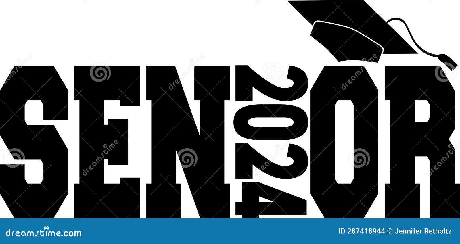 Senior 2024 Logo BW stock illustration. Illustration of fields - 287418944