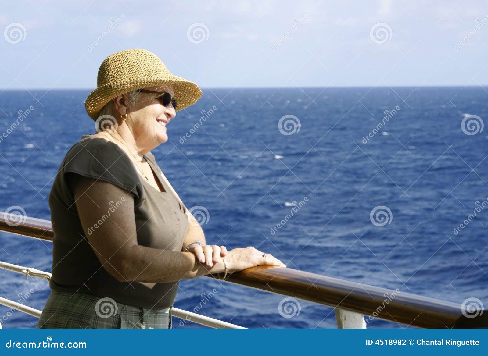 Senior Looking Over Balcony Stock Photo - Image of boat, railing: 4518982