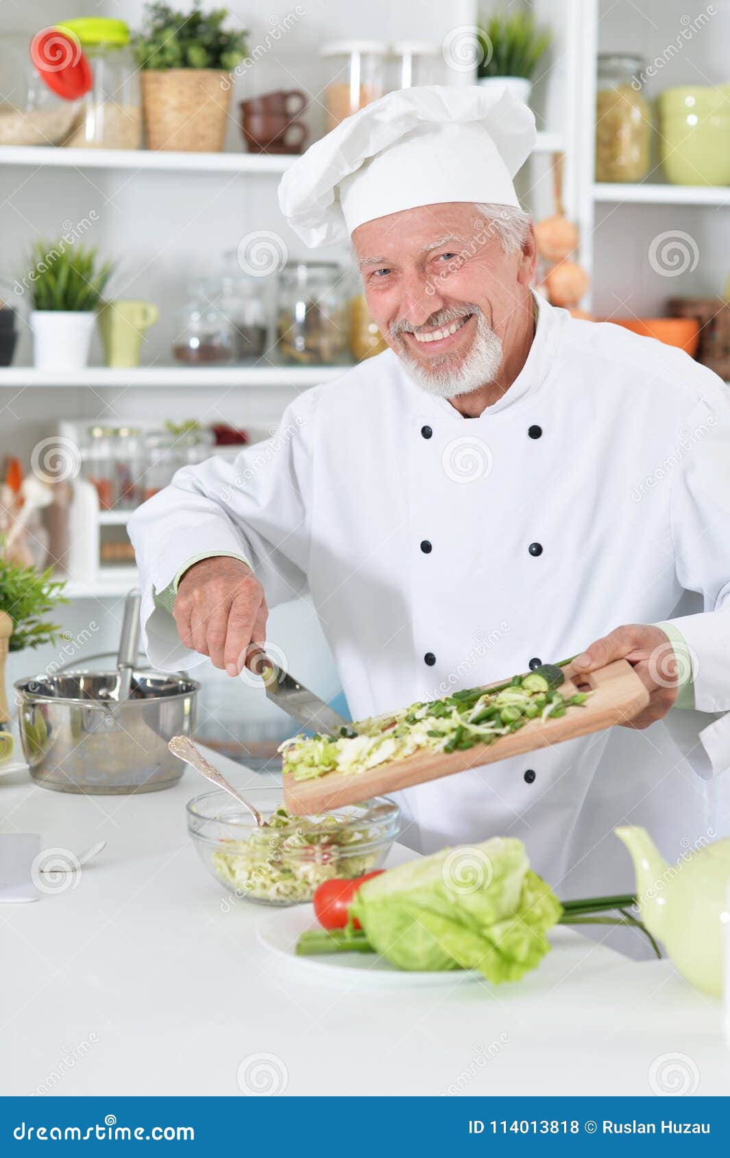 Chef preparing dinner stock photo. Image of person, meal - 114013818