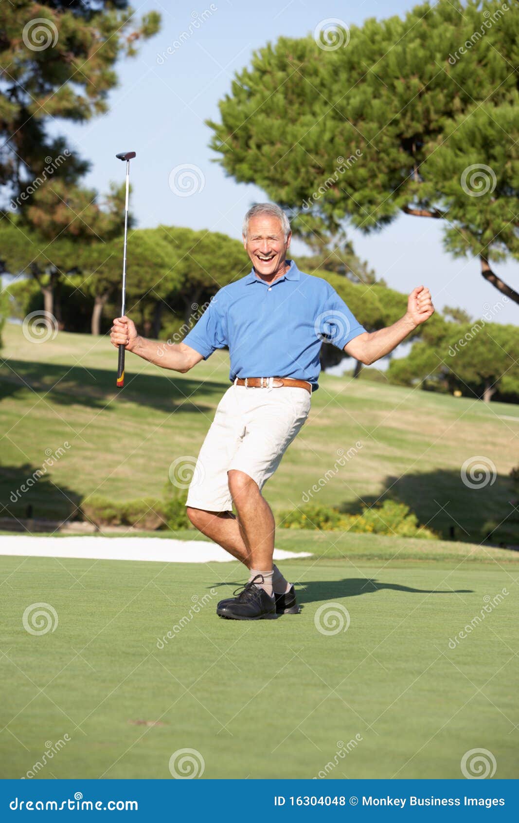Senior Male Golfer on Golf Course Stock Photo - Image of person ...