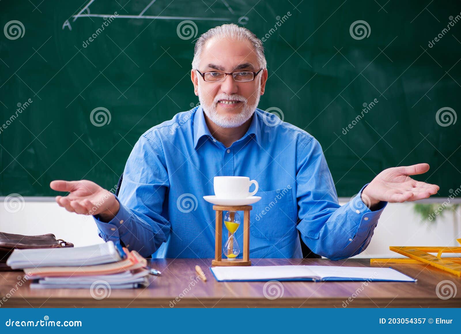 Old Male Math Teacher in Time Management Concept Stock Image - Image of ...