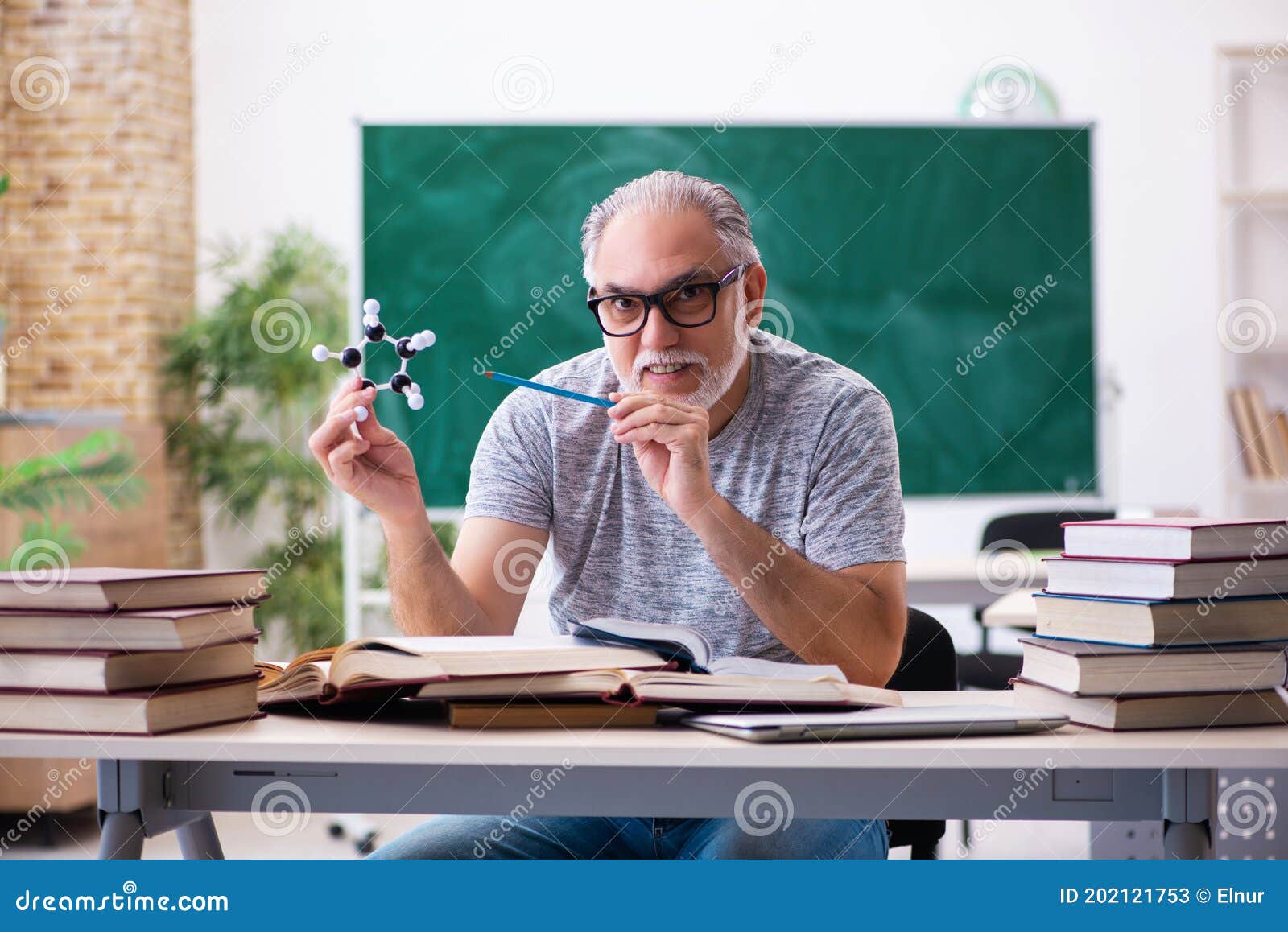 Old Male Physicist Student in the Classroom Stock Image - Image of ...