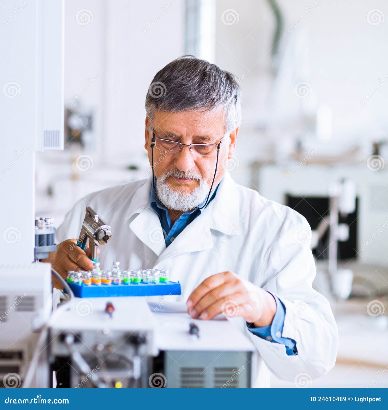 Senior Male Researcher in a Lab Stock Image - Image of microscope ...