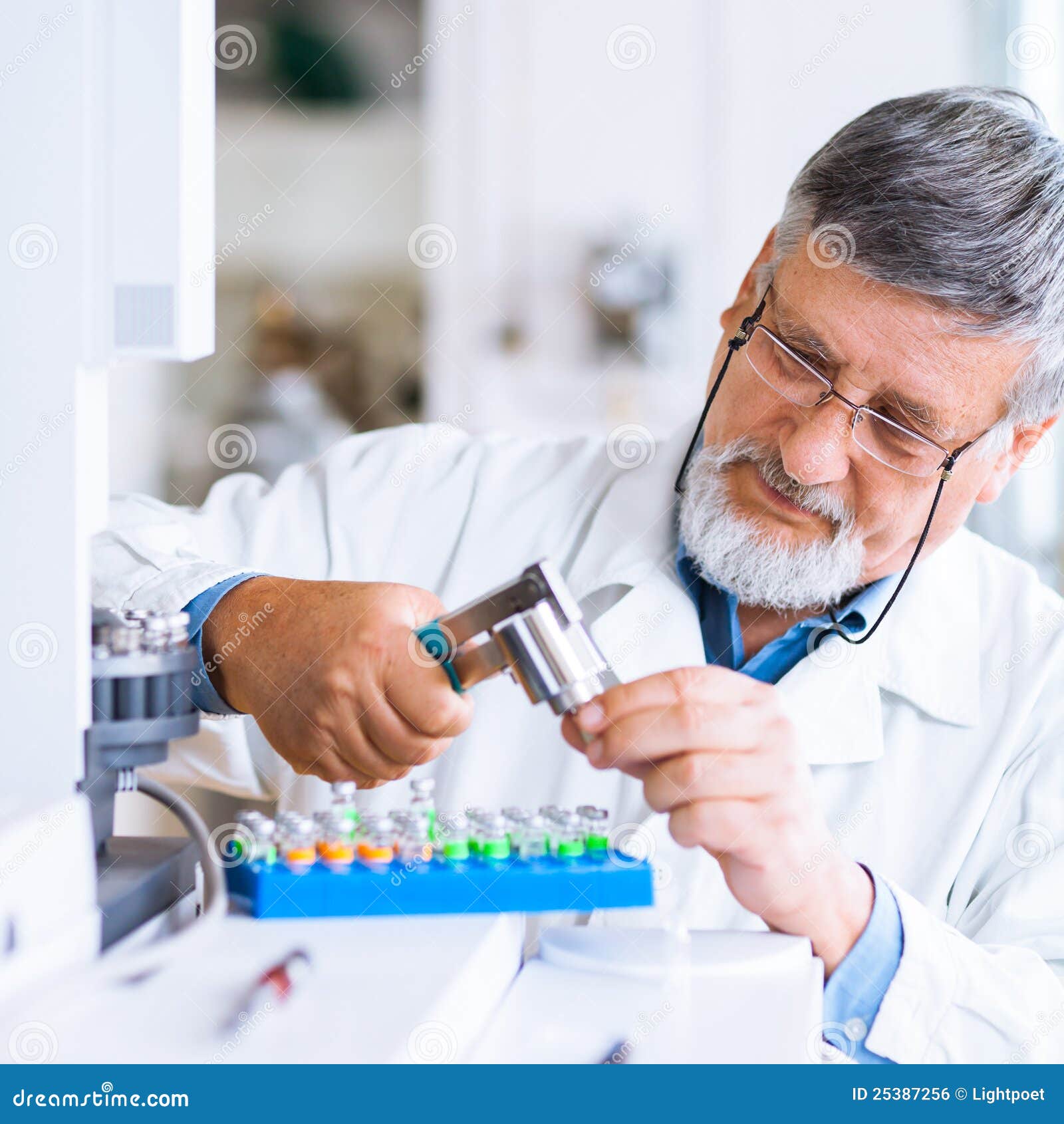 Senior Male Researcher in a Lab Stock Photo - Image of microscope ...