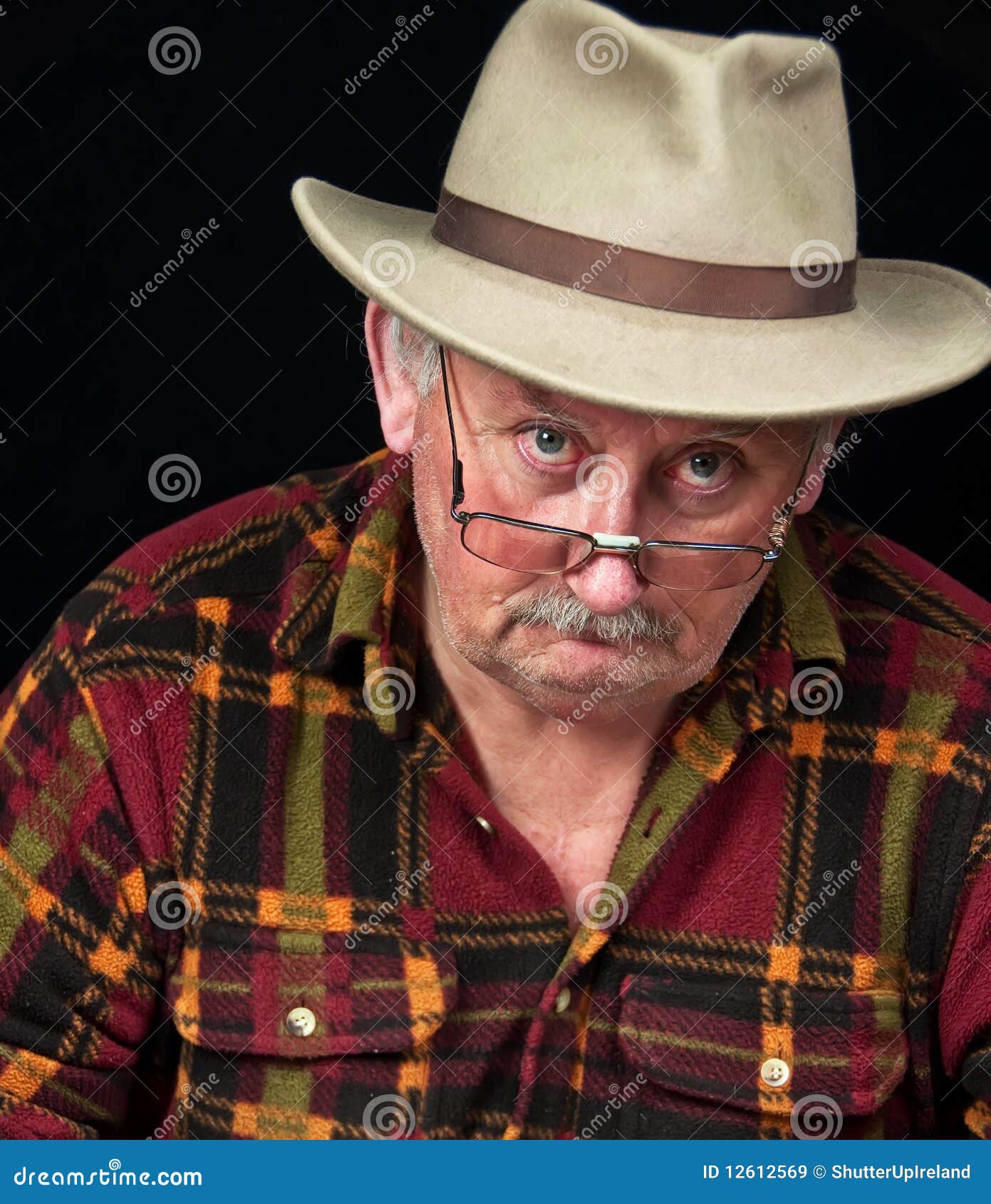 Senior Male with Sad or Grumpy Face Portrait Stock Image - Image of ...