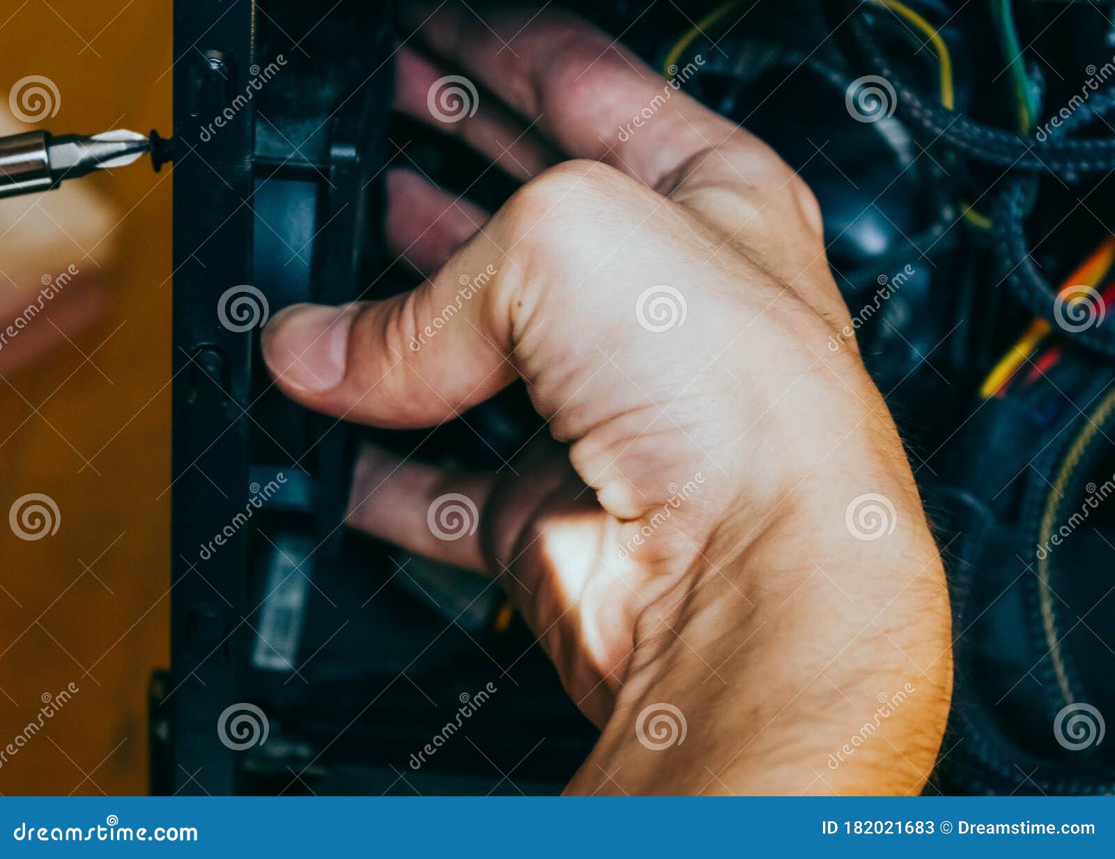 Senior Male Tech Works in Hardware Repair Facility.guy is Assembling a ...