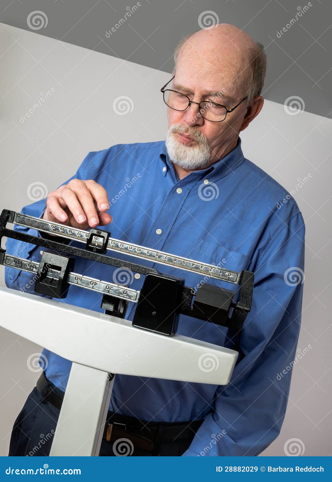 Senior Male on Weight Scale Closeup Stock Image - Image of person ...
