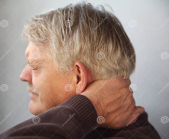 Senior Man with Aching Neck Stock Photo - Image of elderly, expression ...