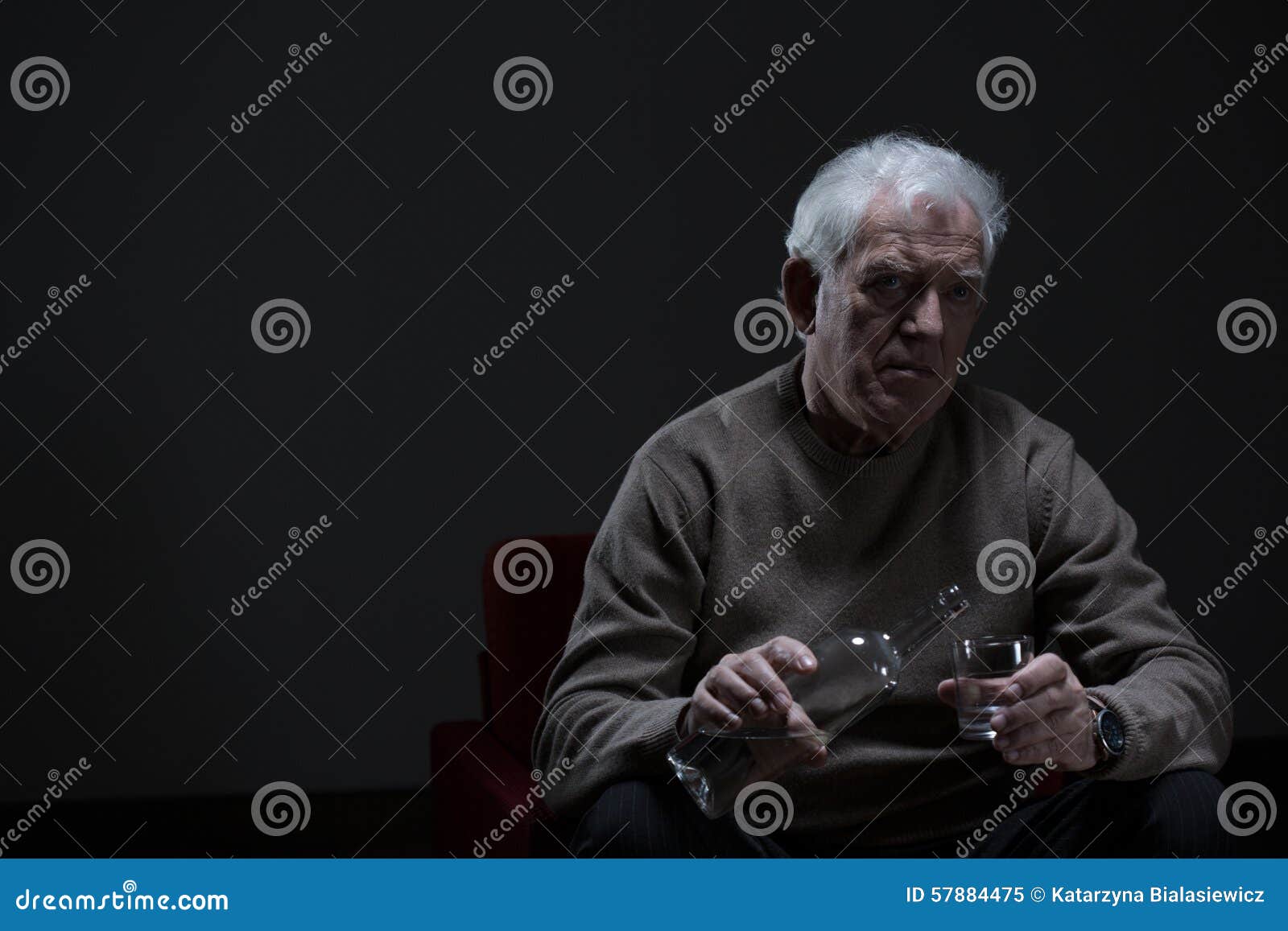 Senior Man Addicted To Alcohol Stock Image - Image of despair, indoors ...