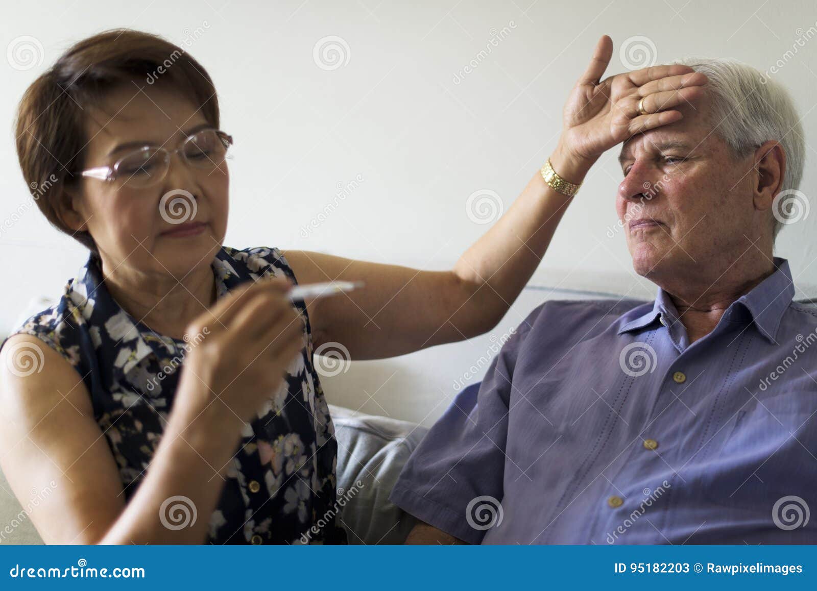 Senior Man Adult Sick Fever Stock Image Image Of Life Person 95182203