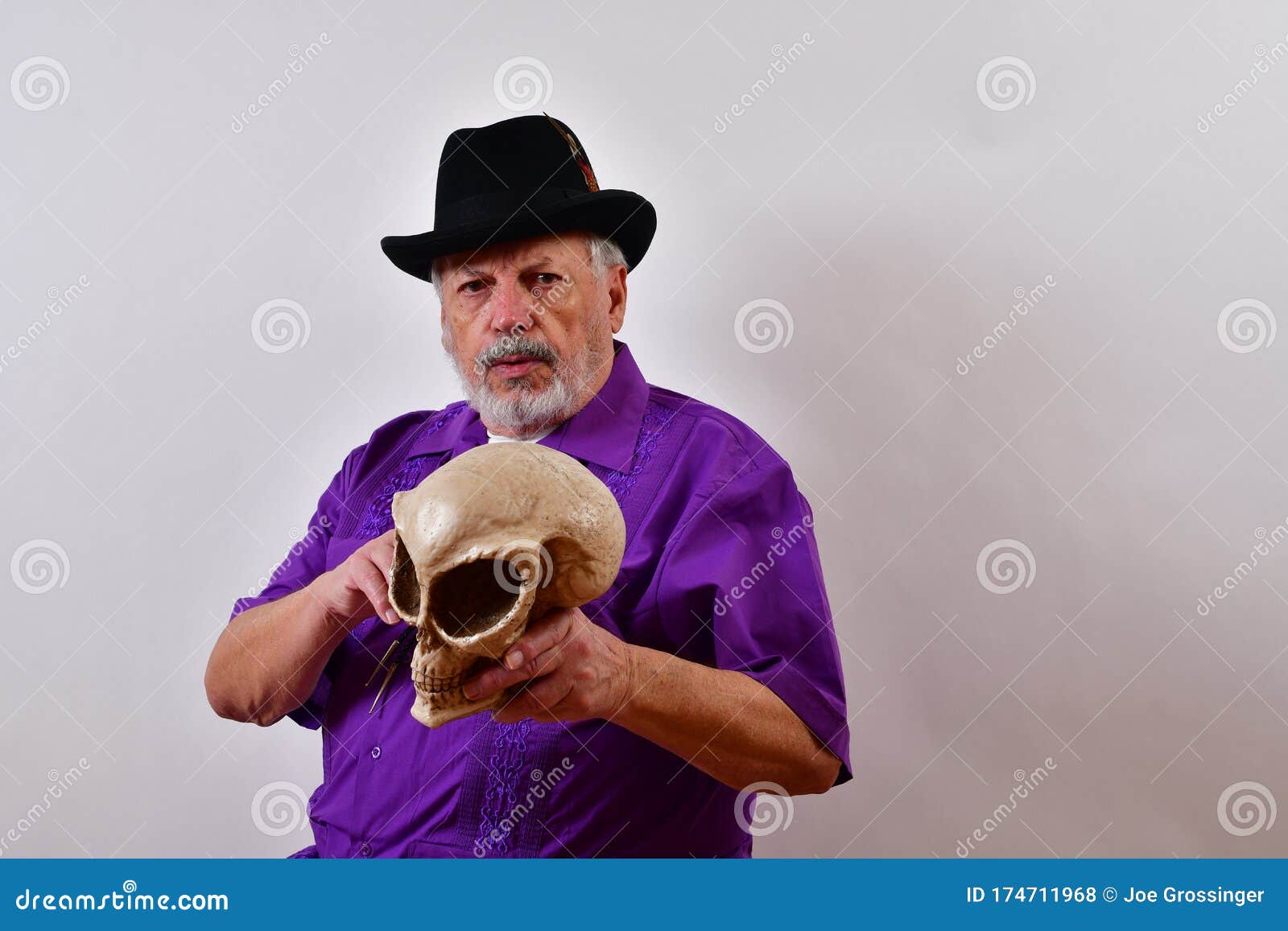 Senior Man with an Alien Skull Stock Photo - Image of godfather ...