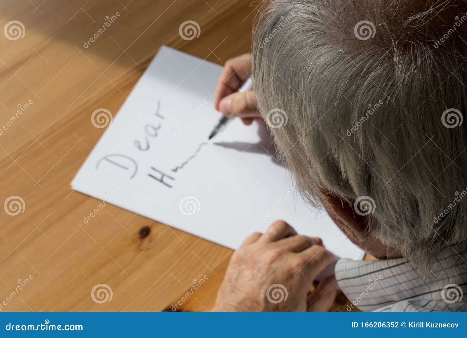 Senior Man Alzheimer Problem Writing at Home Closeup Help Alone Stock ...