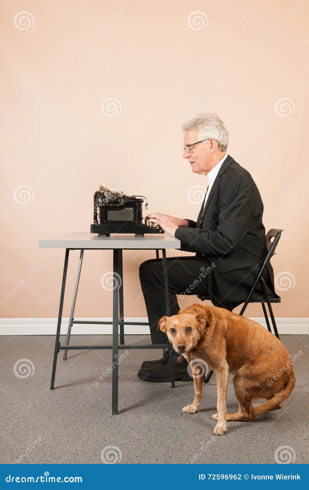 Senior Man with Antique Typewriter Stock Photo - Image of letter, memo ...