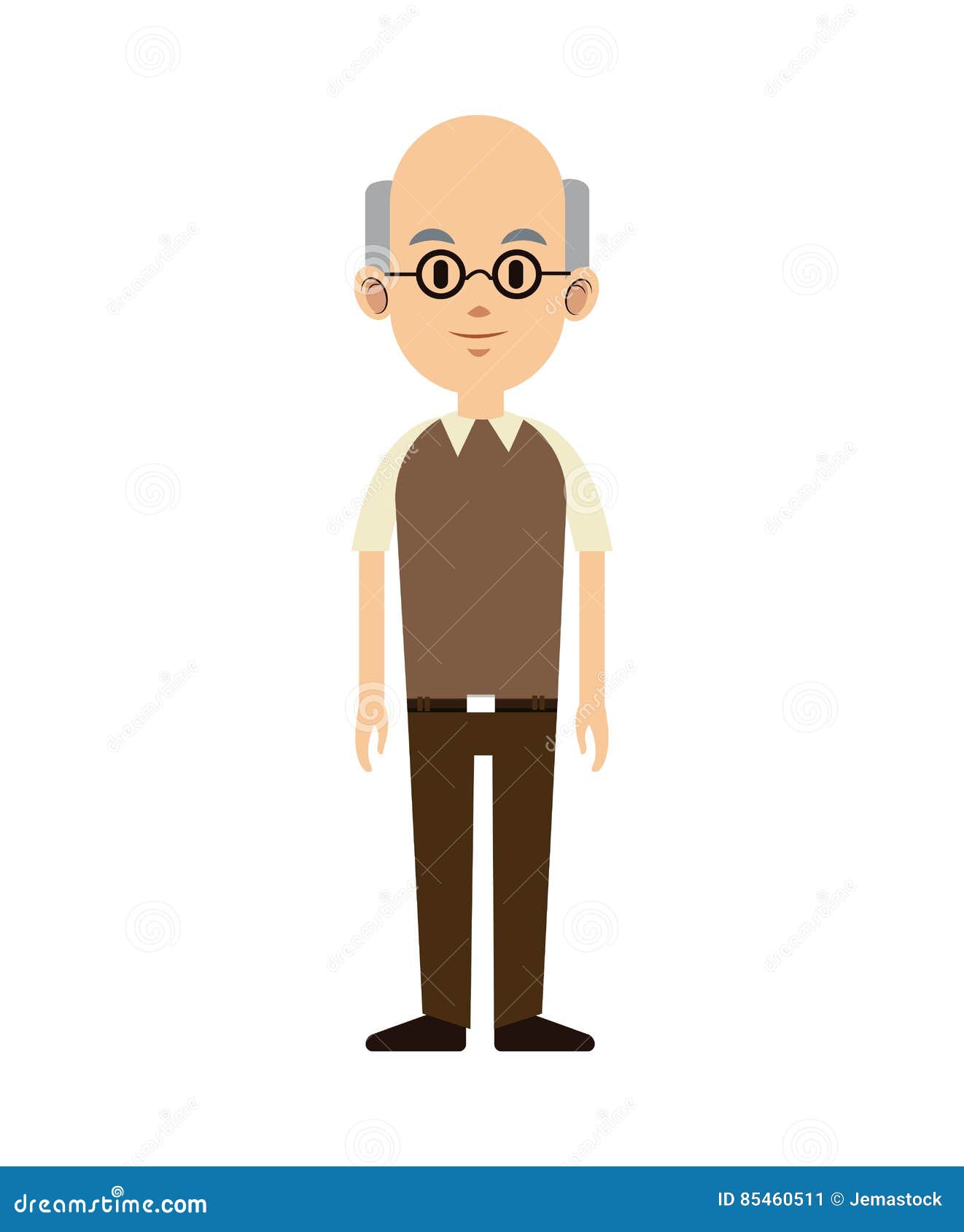 Senior Man Bald with Glasses and Vest Stock Vector - Illustration of ...