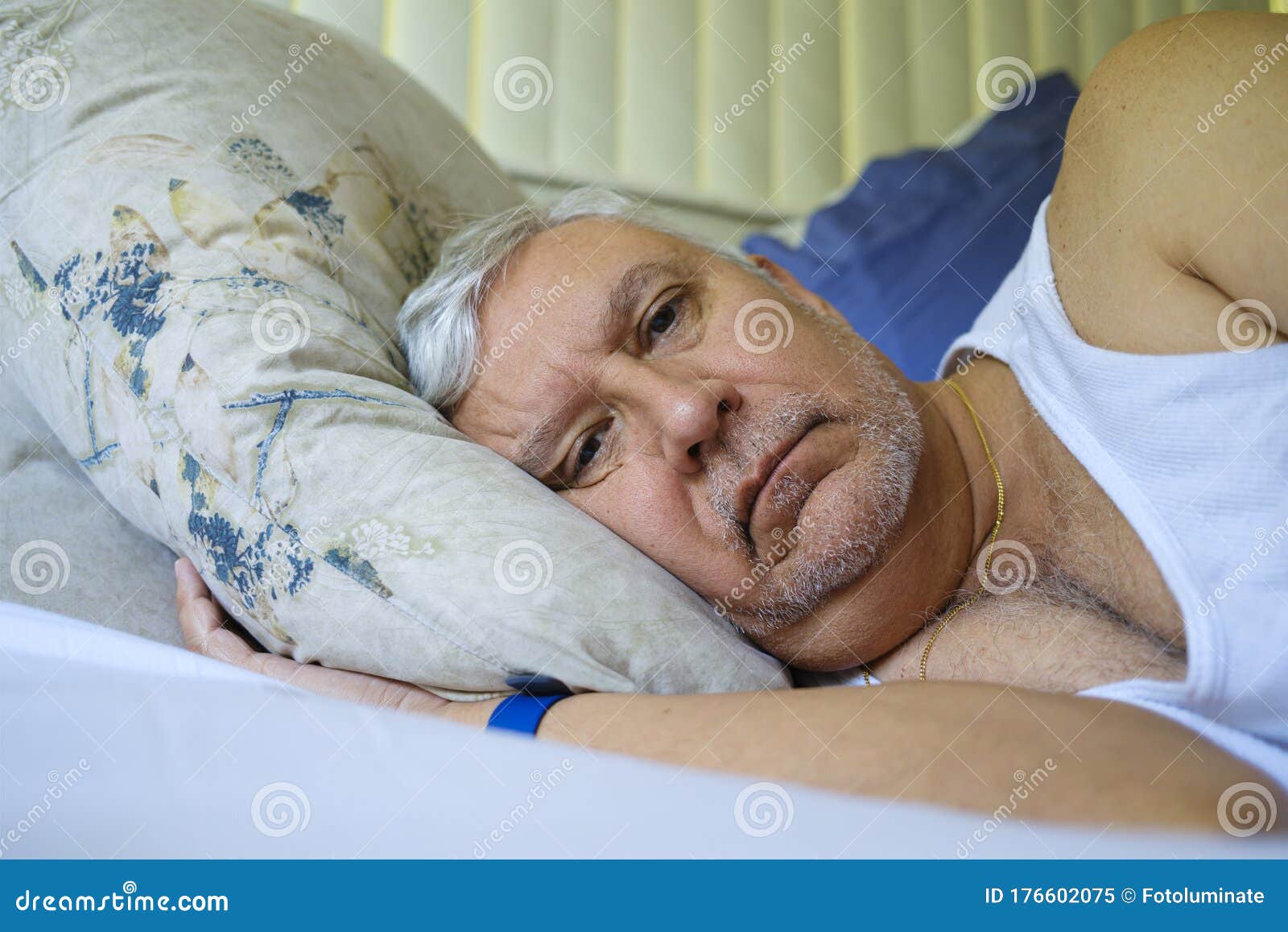 Senior Man in Bed stock image. Image of elderly, lifestyle - 176602075