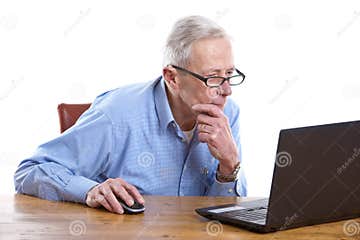 Senior Man Behind the Computer Stock Image - Image of white, seventies ...