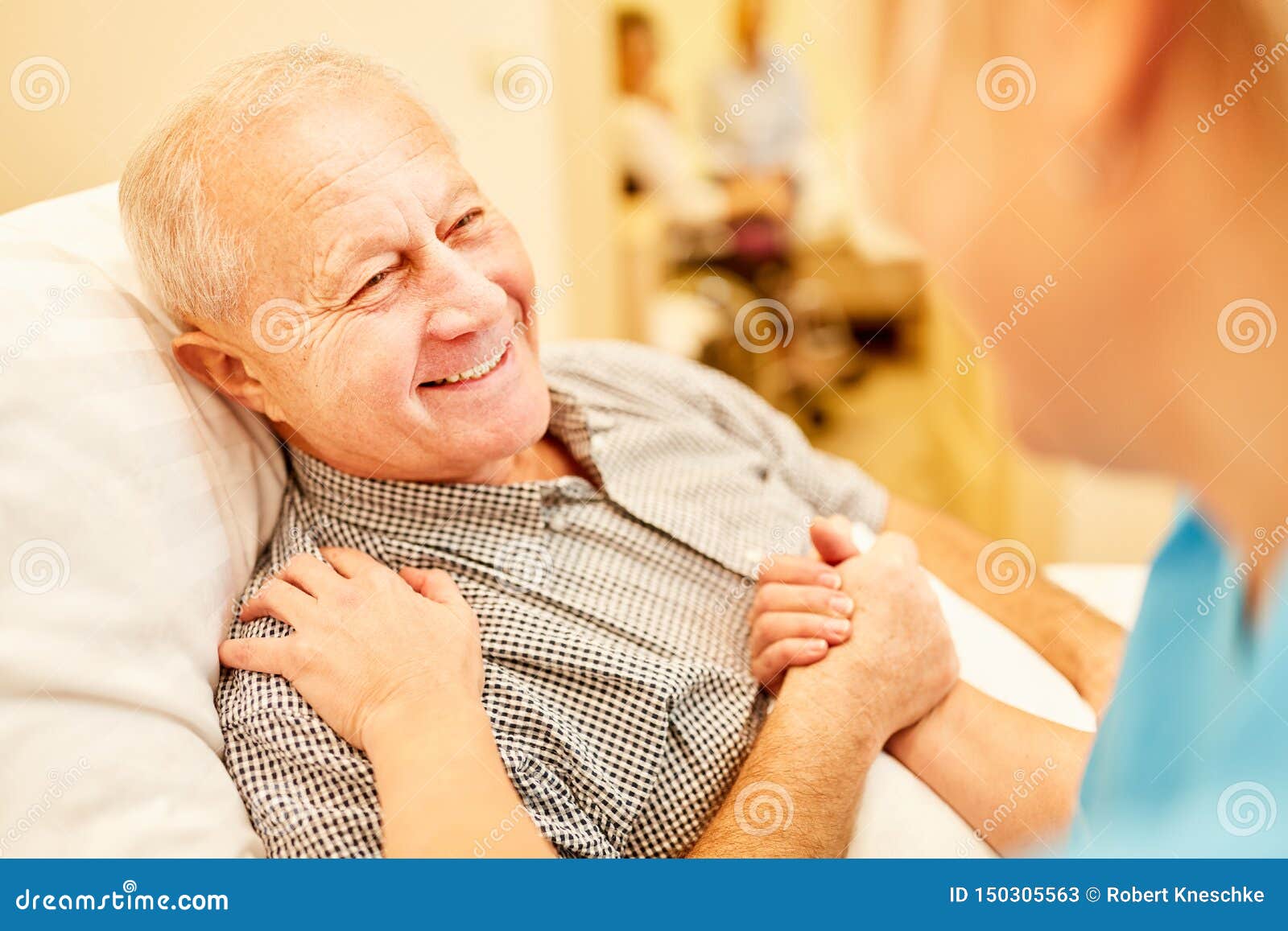 Senior Man is Being Cared for by Nursing Assistant Stock Image - Image ...