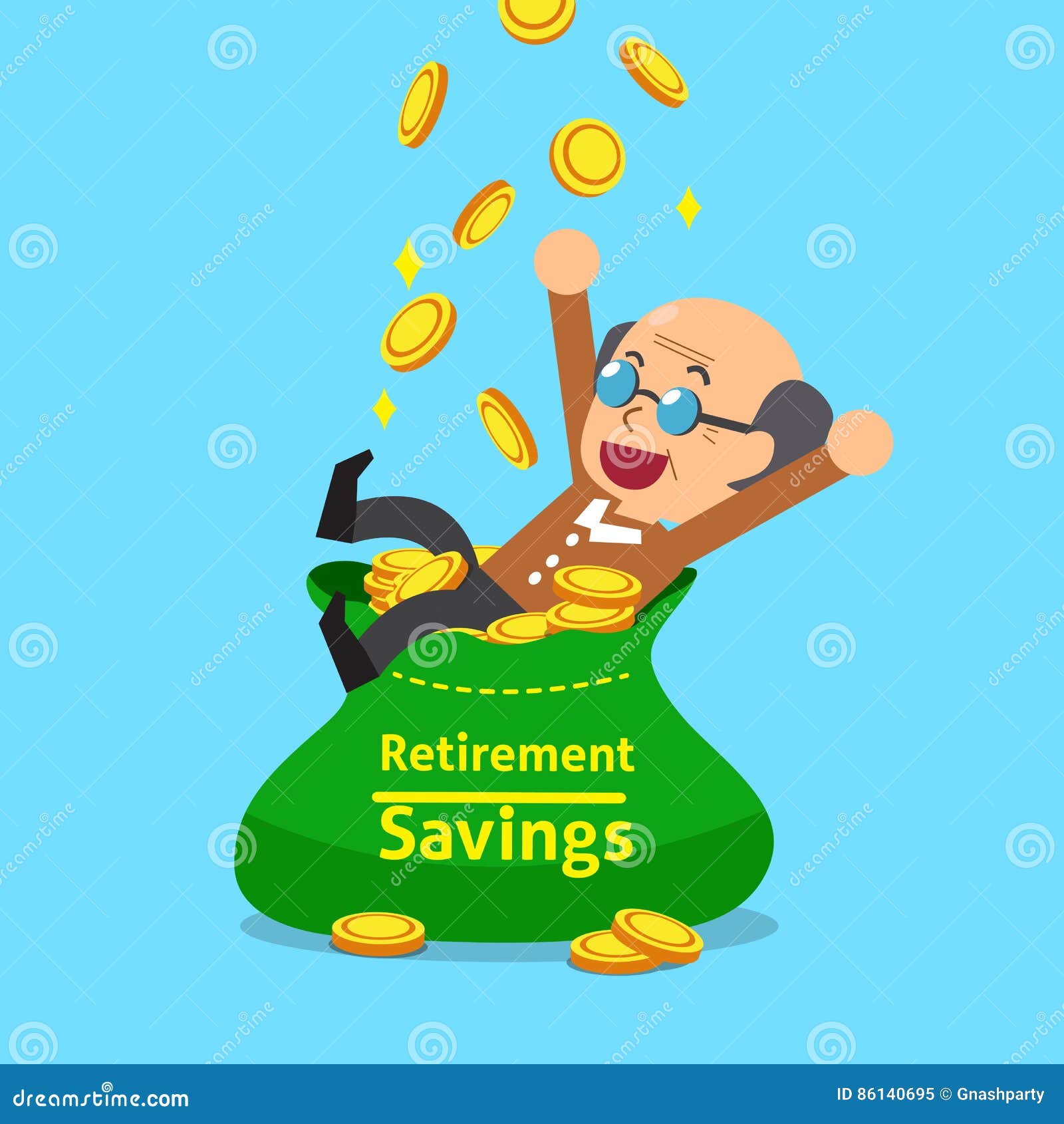 Senior Man with Big Money Bag Stock Vector - Illustration of revenue ...