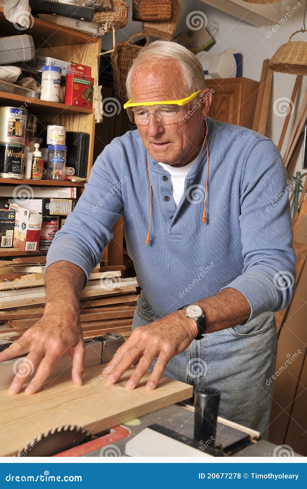 Senior Man Carpenter Working with Wood Stock Photo - Image of retired ...