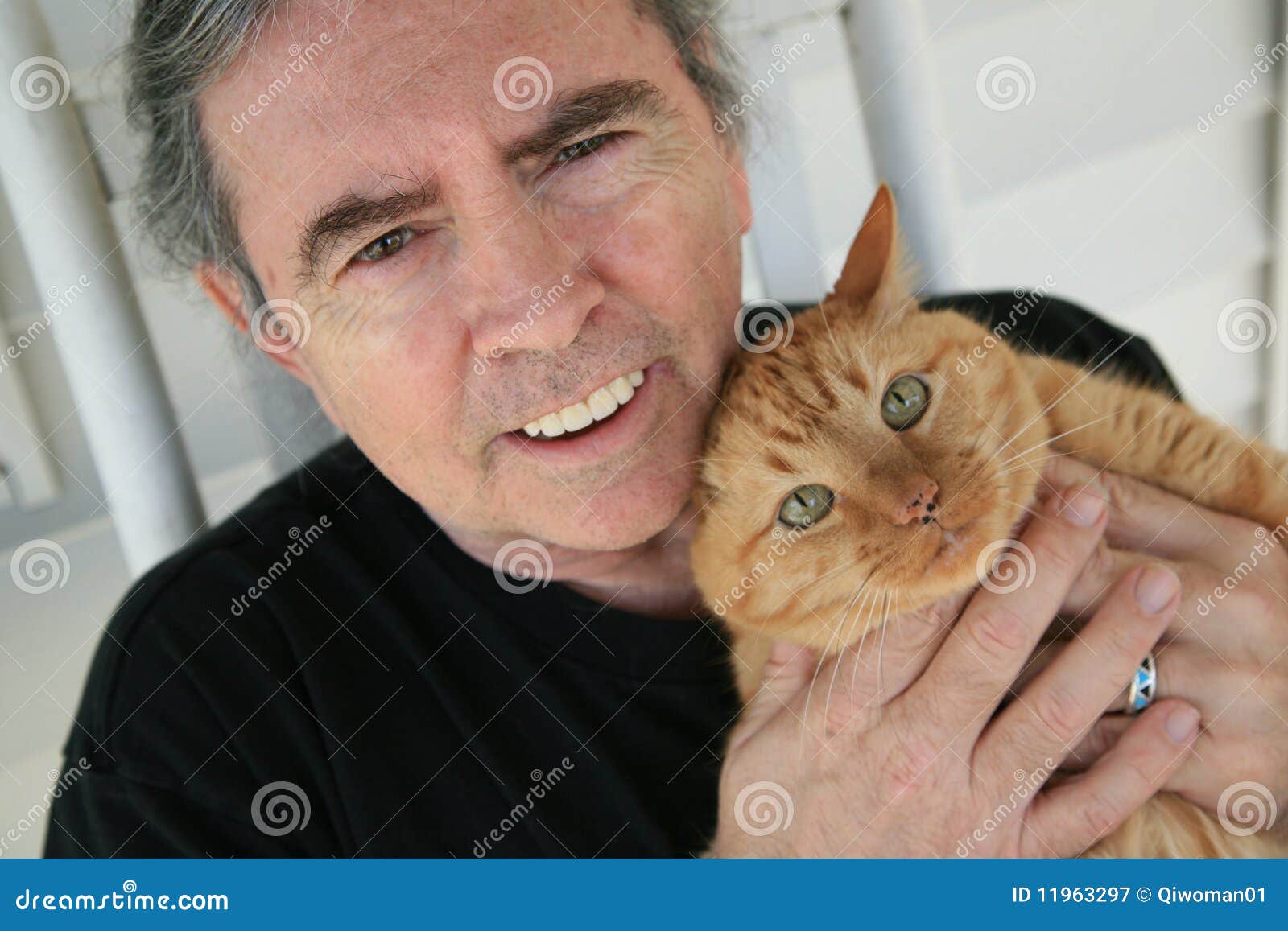 Senior Man and Cat stock image. Image of large, citizen - 11963297