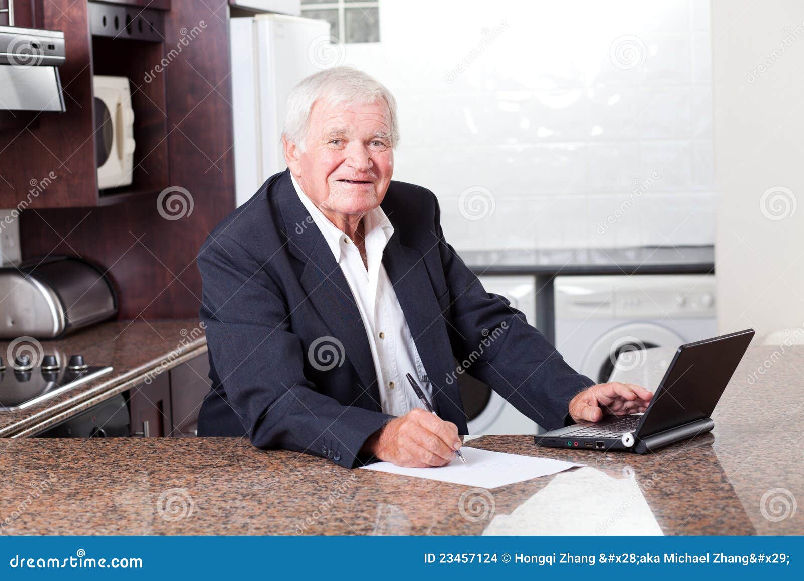 Senior Man Checking Investment Stock Photo - Image of elderly, paper ...