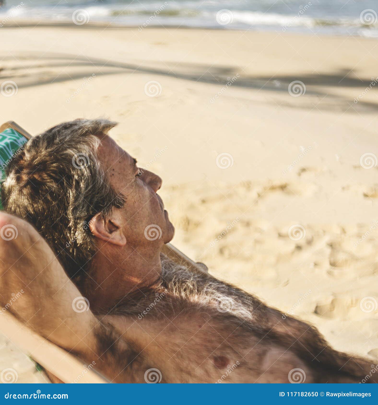 Senior Man Chilling on the Beach Stock Photo - Image of summer, alone ...