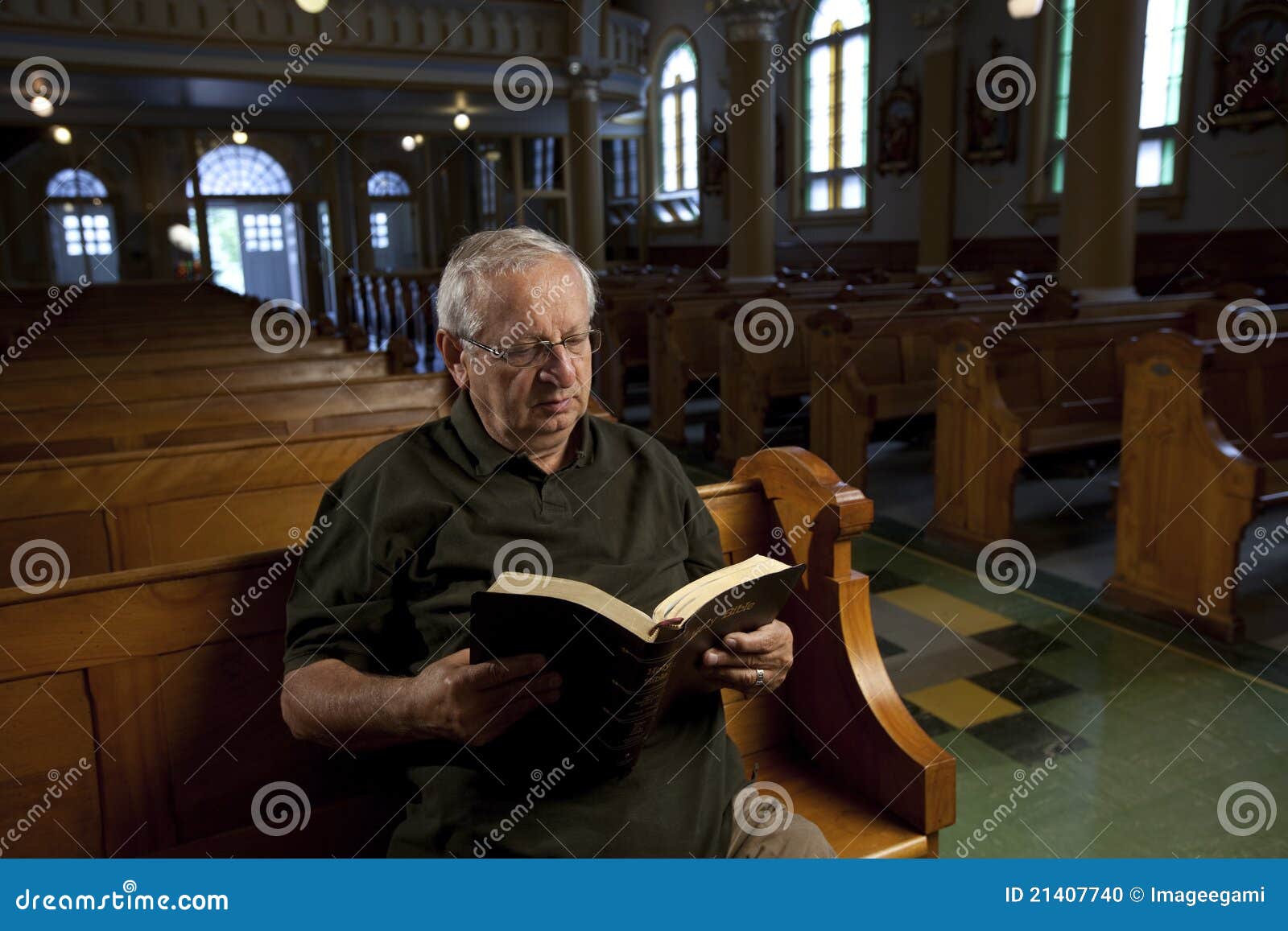 Senior man in church stock photo. Image of bible, gentleman - 21407740