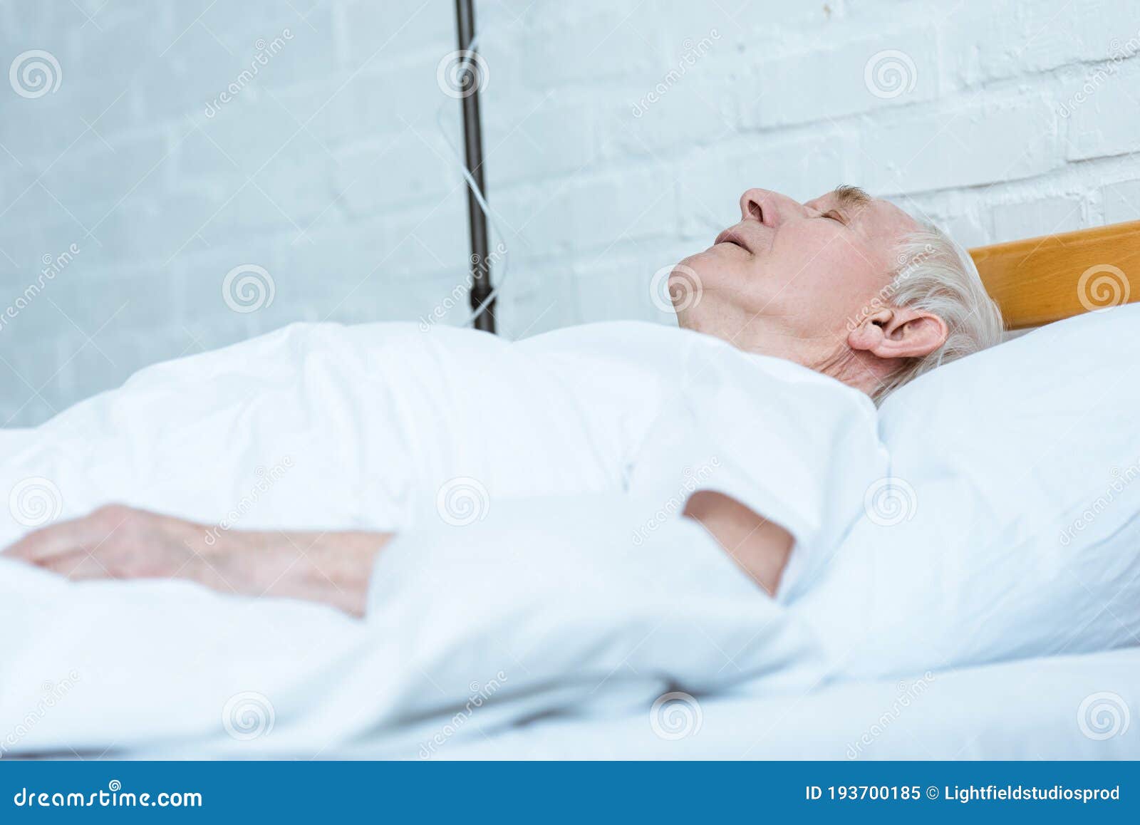 Senior Man in Coma Lying on Bed Stock Image - Image of elderly, indoors ...